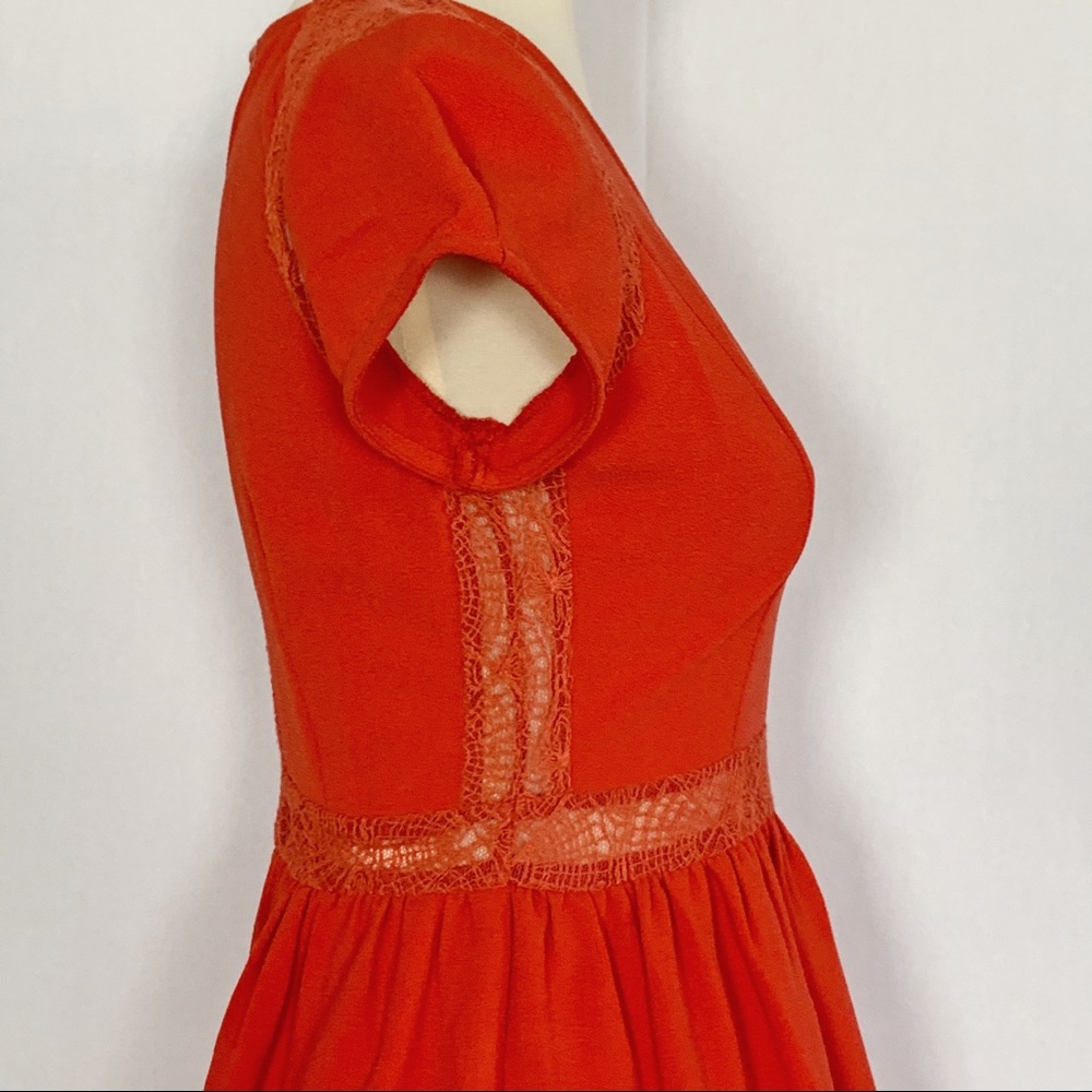 Urban Outfitters Red Dress With Lace Accents - Gem